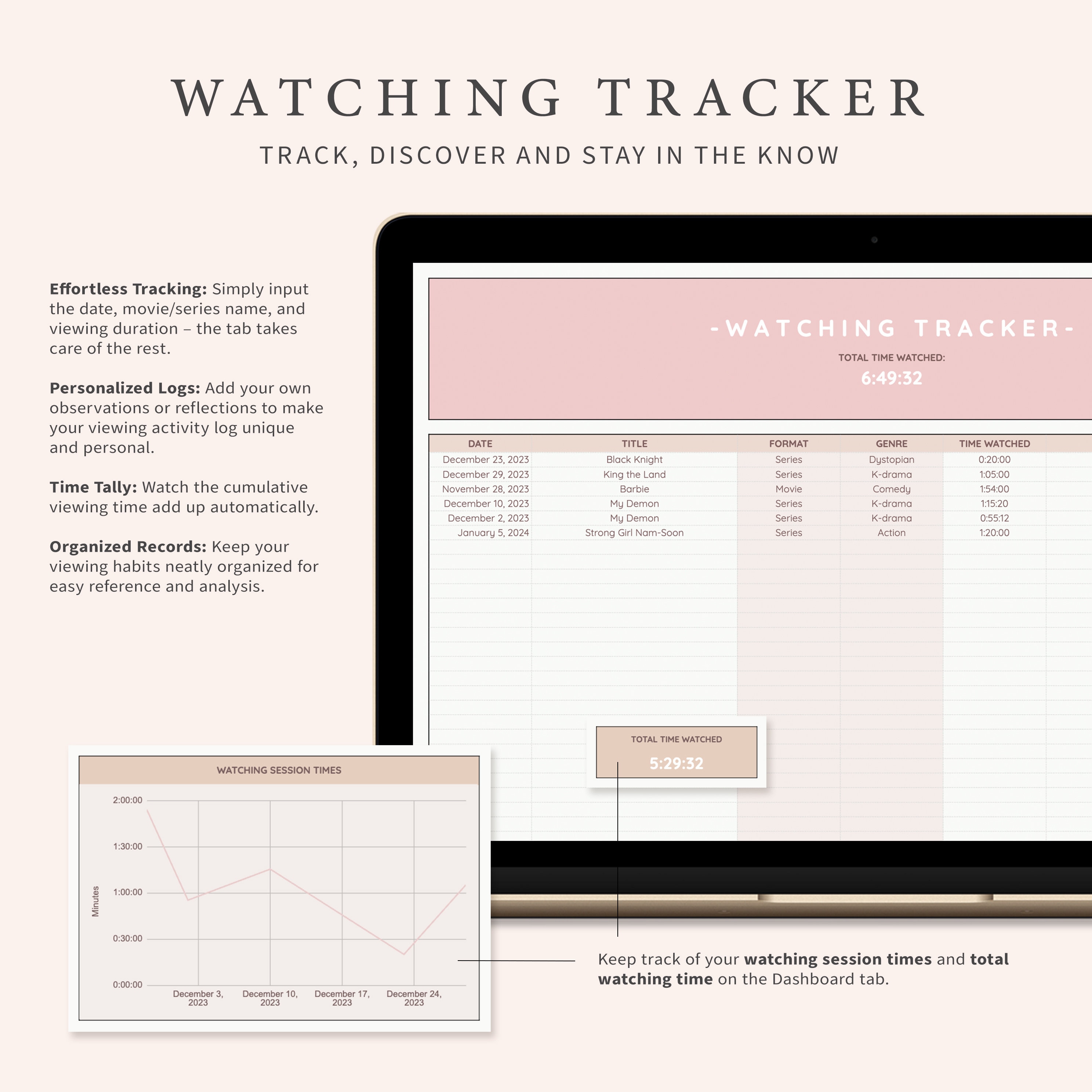 Movies and Series Tracker TV Show Spreadsheet Movie Tracker for Videos ...
