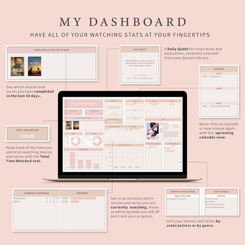 Movies and Series Tracker TV Show Spreadsheet Movie Tracker for Videos ...