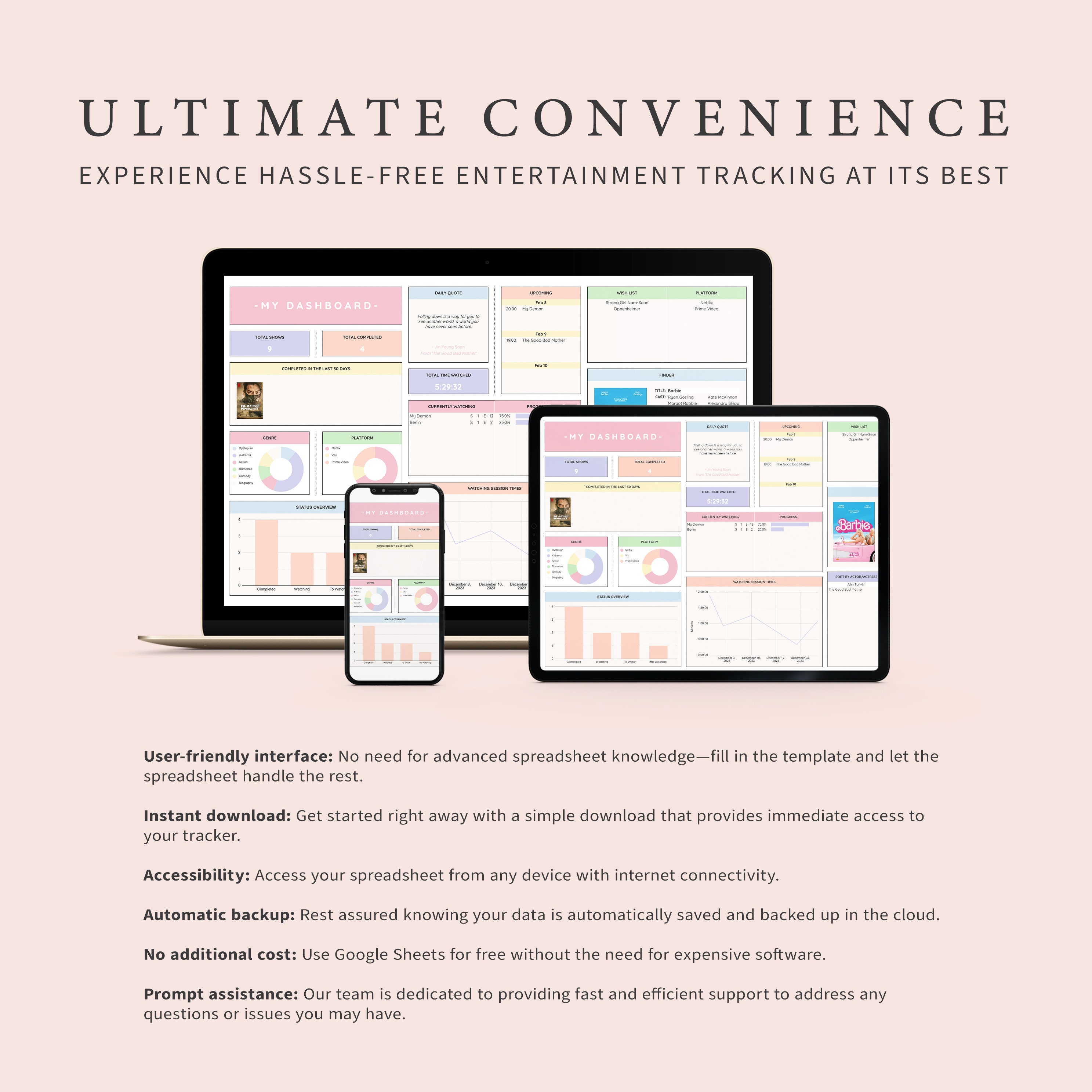 Movies & Series Spreadsheet Template Movie Logbook, TV Shows Tracker ...