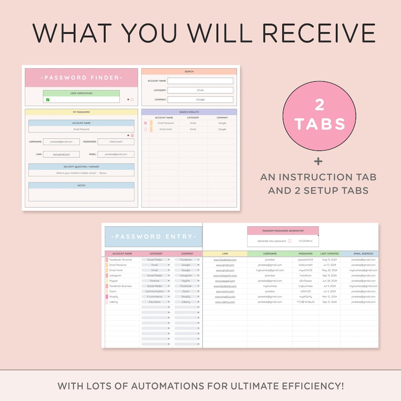 Password Tracker Spreadsheet for Google Sheets | Student Password ...