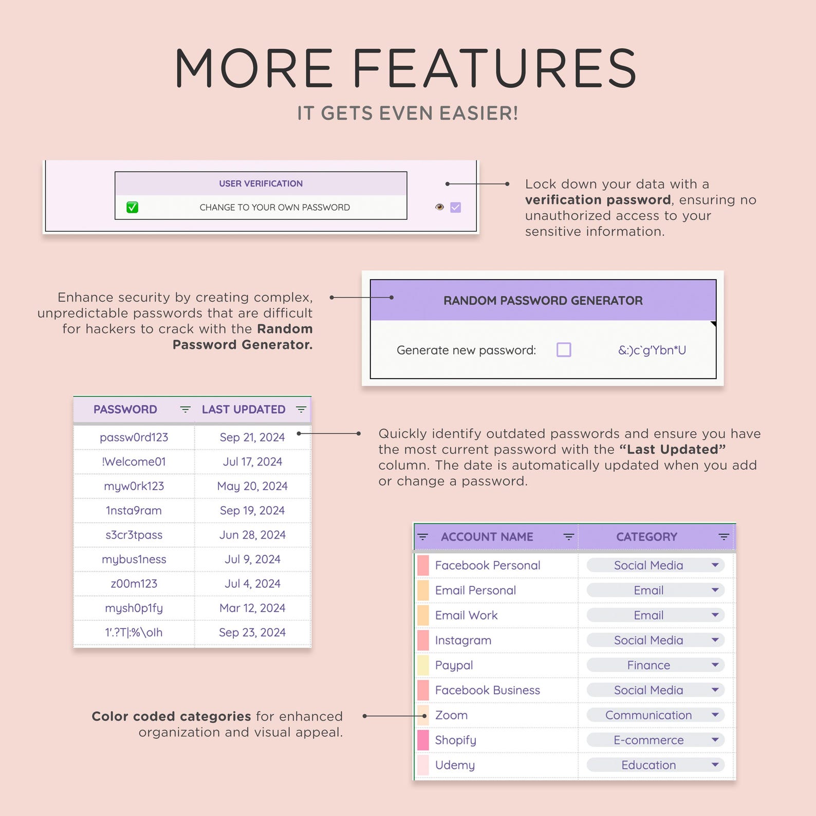 Password Tracker Spreadsheet | Student Password Manager, Digital ...