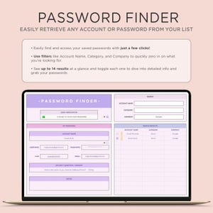 Password Tracker Spreadsheet | Student Password Manager, Digital ...