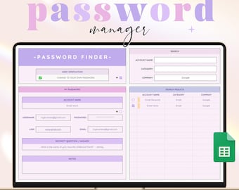 Password Tracker Spreadsheet for Google Sheets | Student Password ...