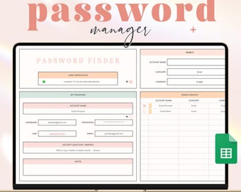 Password Tracker Spreadsheet for Google Sheets | Student Password ...