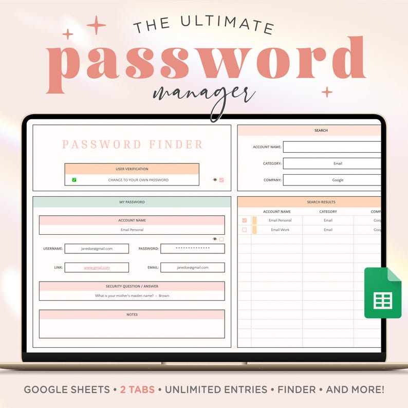 Password Tracker for Google Sheets | Student Password Manager ...