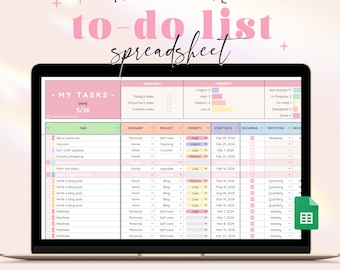 Task Tracker Spreadsheet Google Sheets, Digital Task Planner, to Do ...