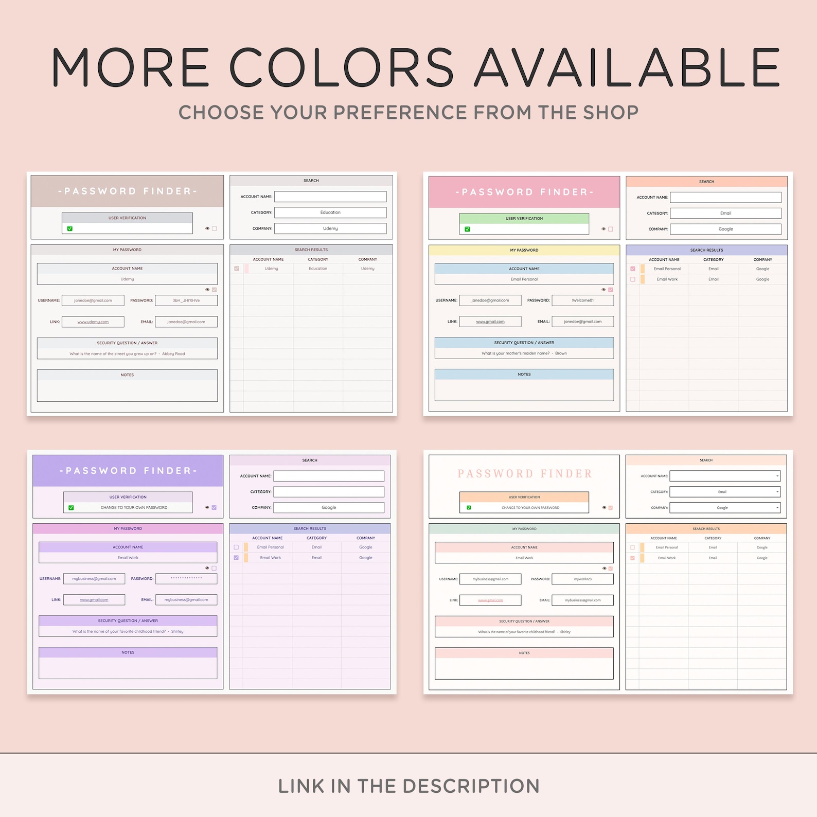 Password Manager Spreadsheet for Google Sheets | Student Password ...