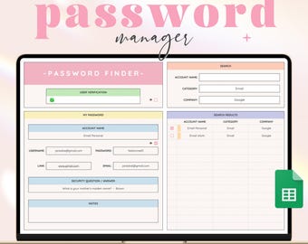 Password Manager Spreadsheet for Google Sheets | Student Password ...