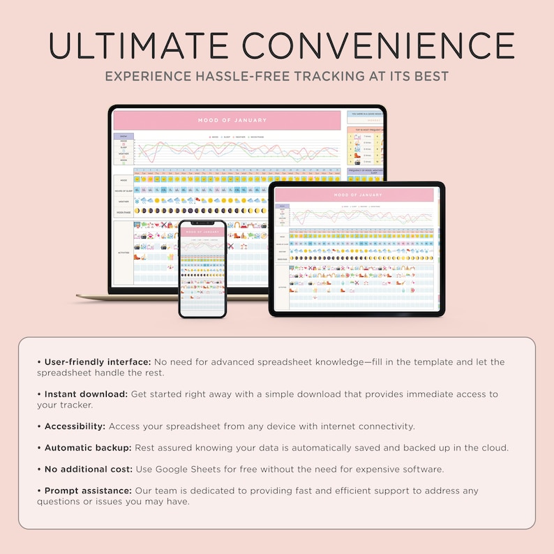 Mood Tracker for Google Sheets | Daily Mood Journal Spreadsheet ...