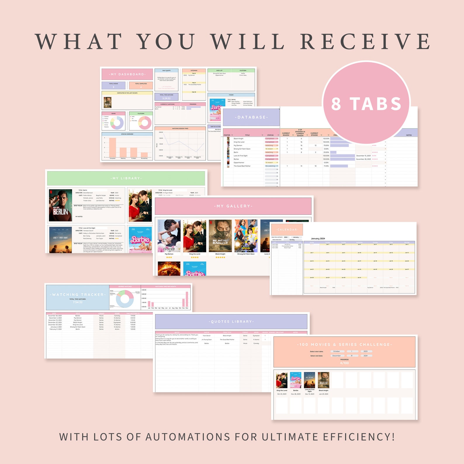 Movies & Series Spreadsheet Template | Movie Logbook, TV Shows Tracker ...