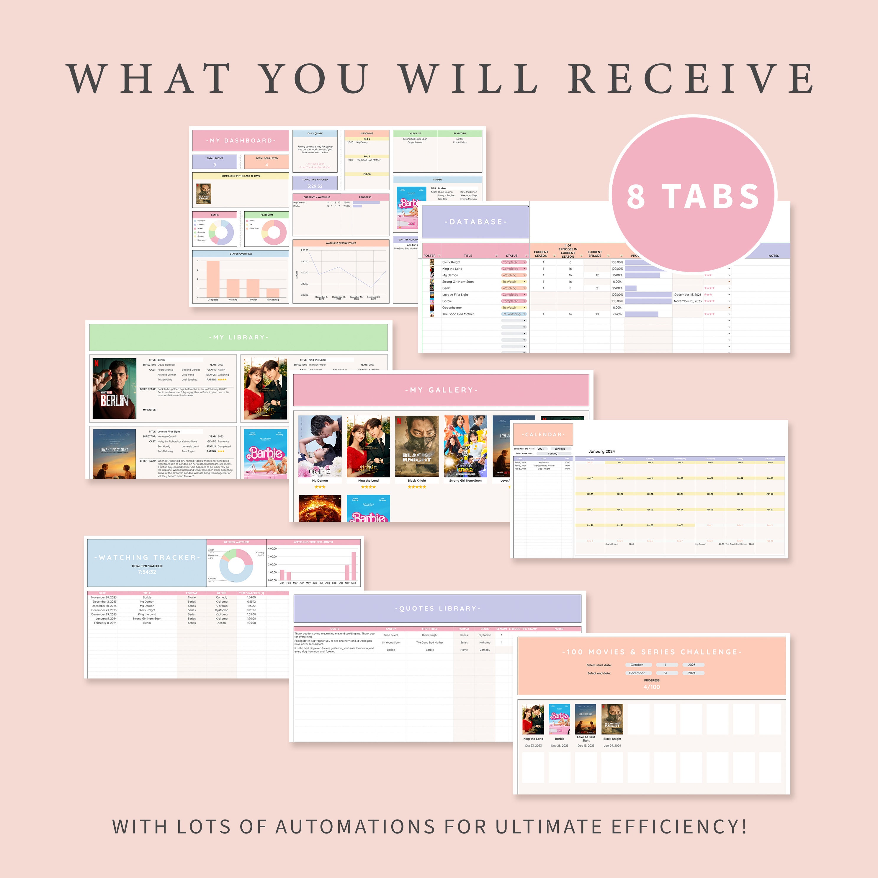Movies & Series Spreadsheet Template | Movie Logbook, TV Shows Tracker ...