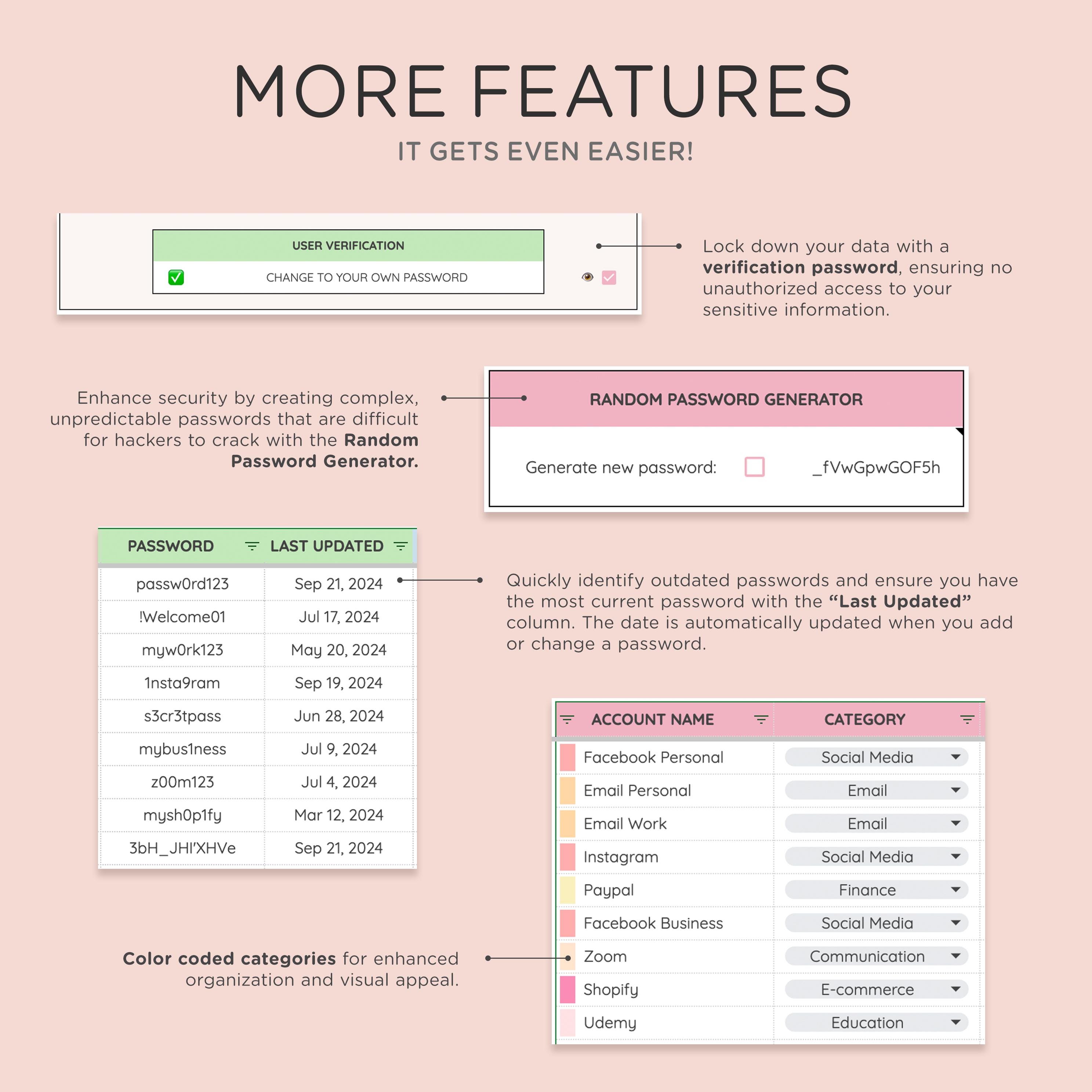 Password Tracker Spreadsheet for Google Sheets | Student Password ...