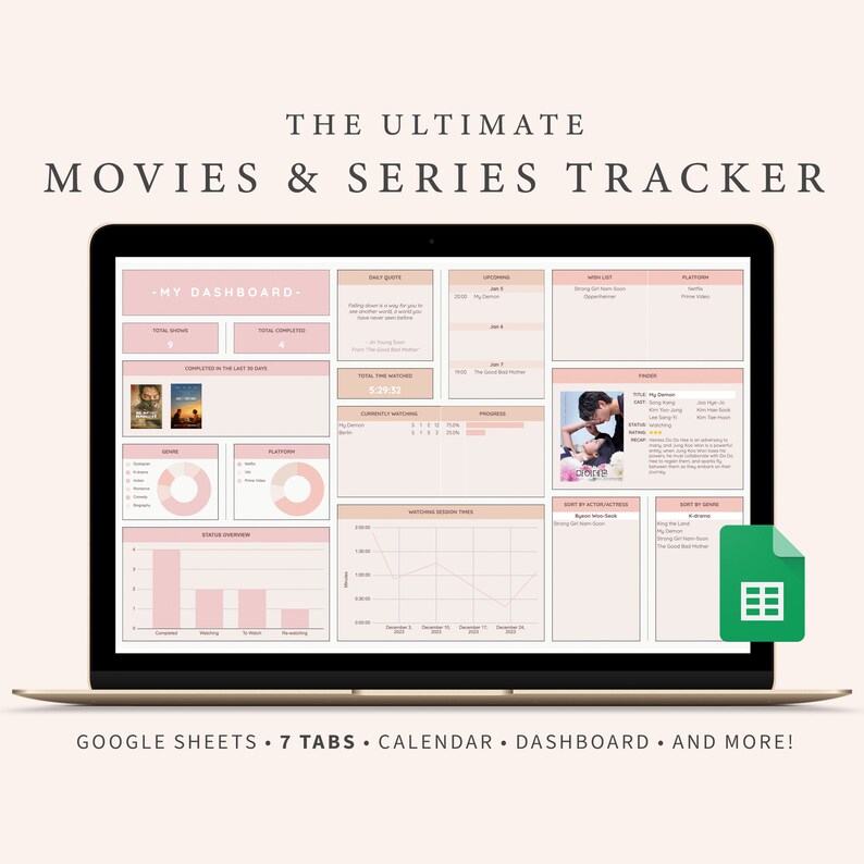 Movies and Series Tracker TV Show Spreadsheet Movie Tracker for Videos ...