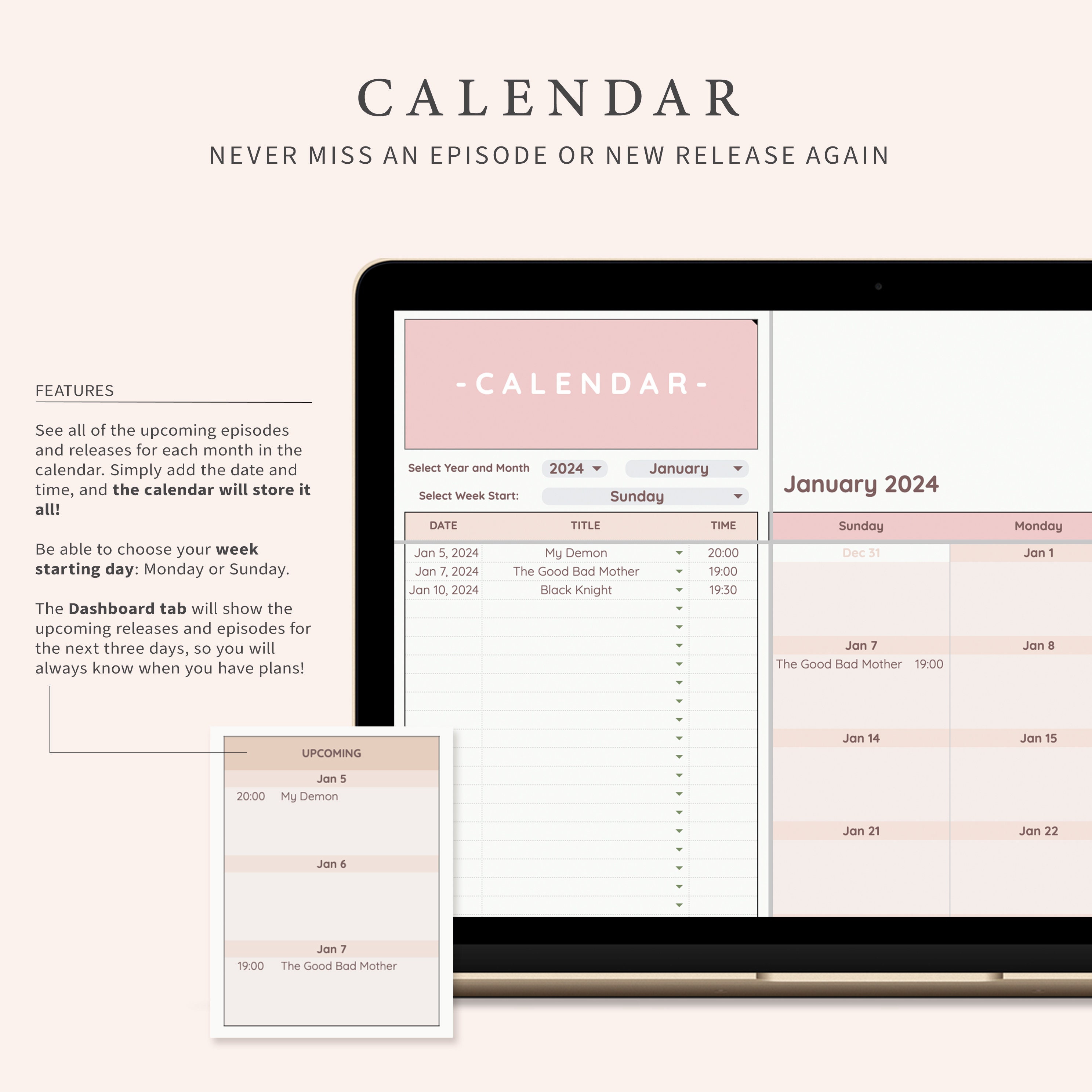 Movies and Series Tracker TV Show Spreadsheet Movie Tracker for Videos ...