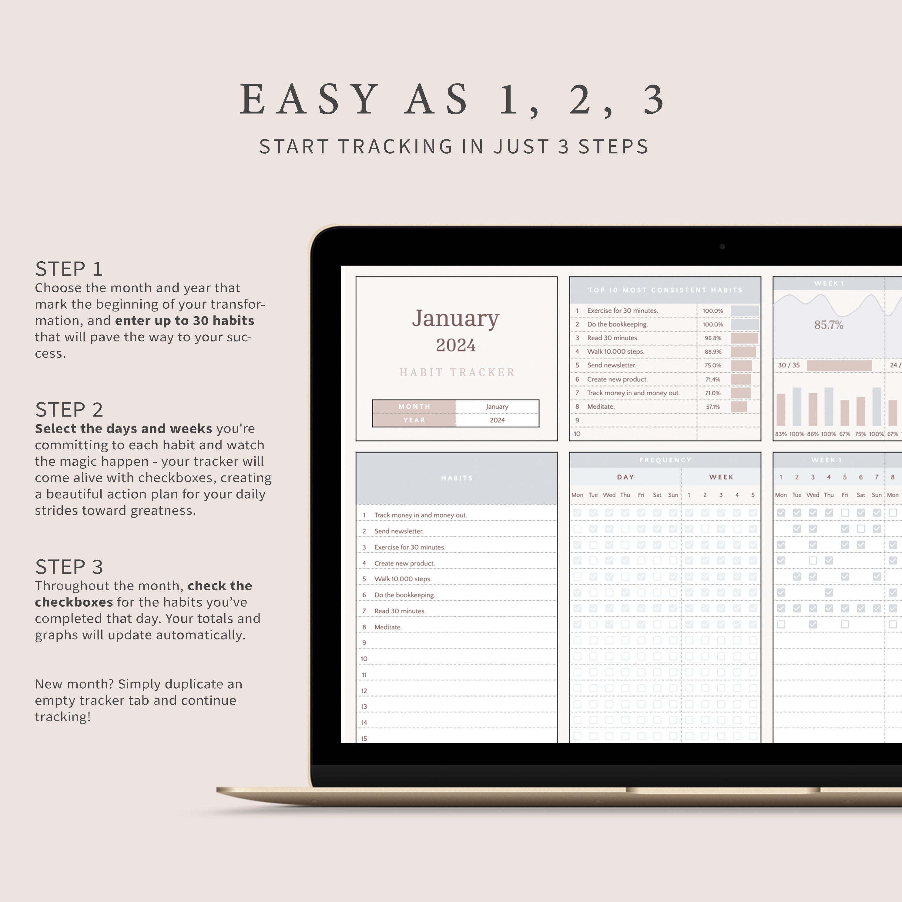 Habit Tracker Productivity Spreadsheet Google Sheets Daily Weekly ...