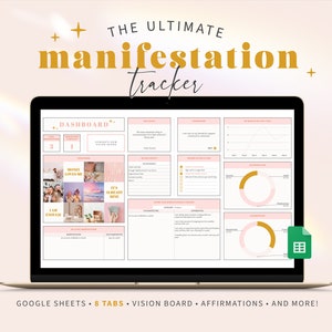 Manifestation Tracker Digital Manifesting Planner Pink Gold Daily ...