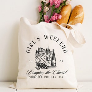 Custom Girls Weekend Tote Bag, Party Gifts for Wine Tasting Weekend ...