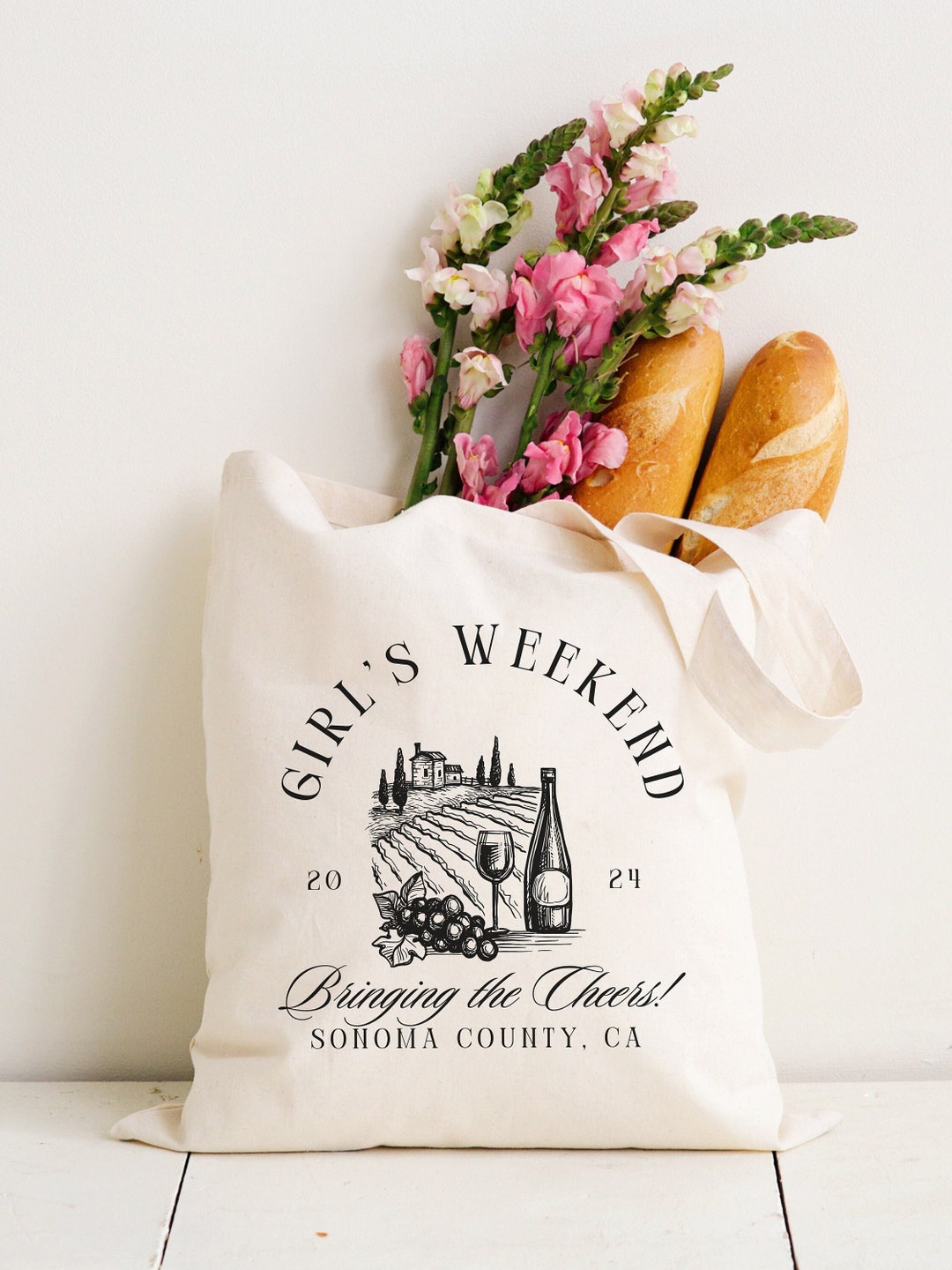 Custom Girls Weekend Tote Bag, Party Gifts for Wine Tasting Weekend ...
