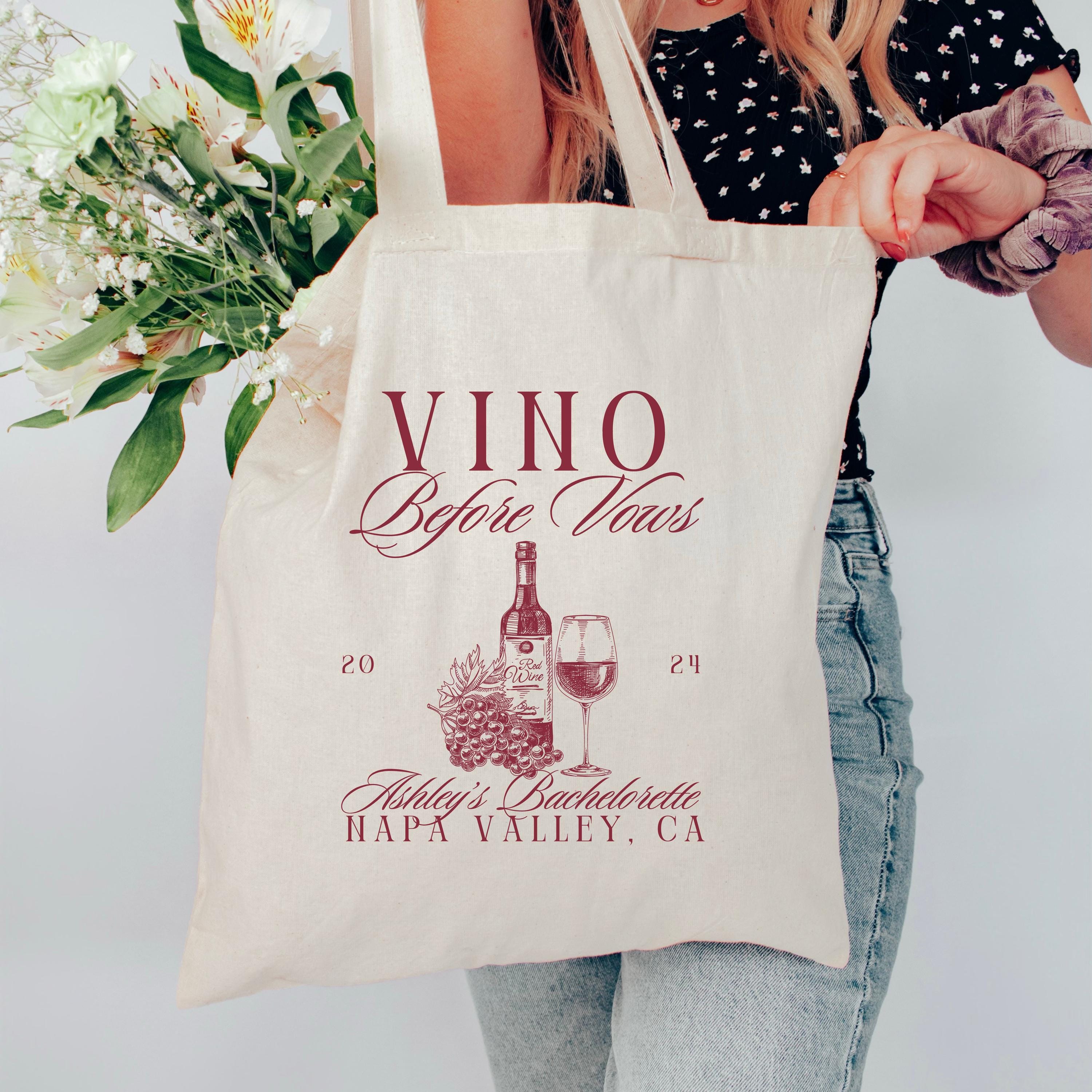 Custom Bachelorette Totes, Vino Before the Vows Bachelorette Tote Bag ...