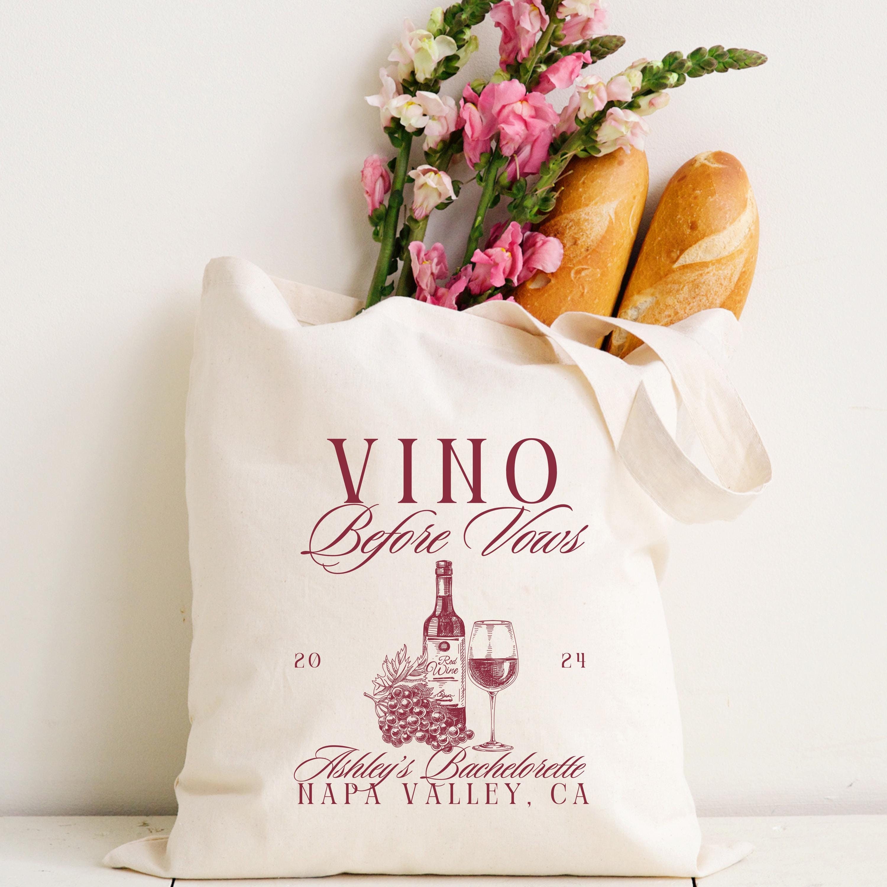 Custom Bachelorette Totes, Vino Before the Vows Bachelorette Tote Bag ...