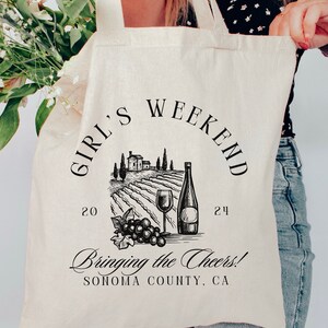 Custom Girls Weekend Tote Bag, Party Gifts for Wine Tasting Weekend ...