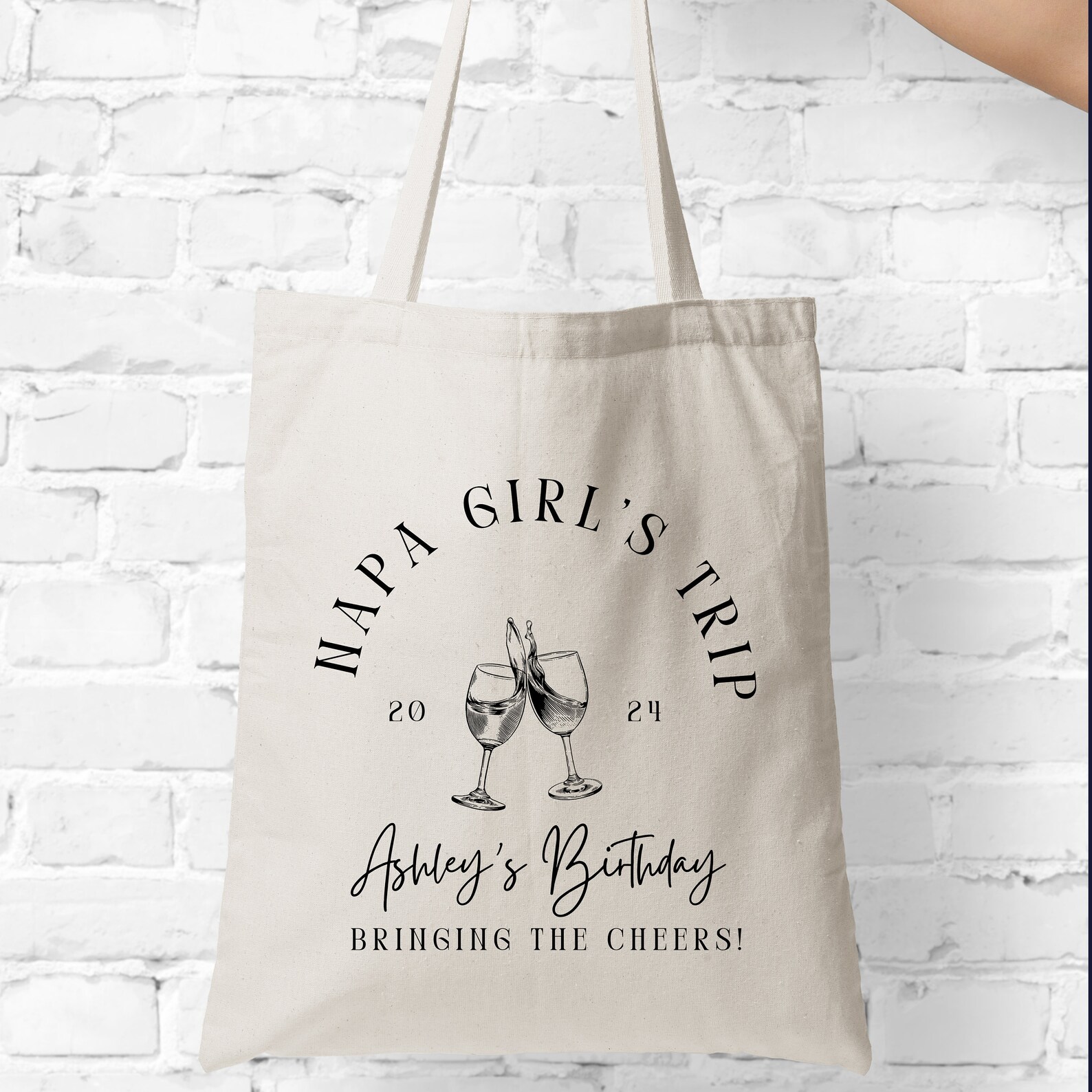 Custom Girls Trip Tote Bag, Personalized Wine Tasting Birthday Party ...