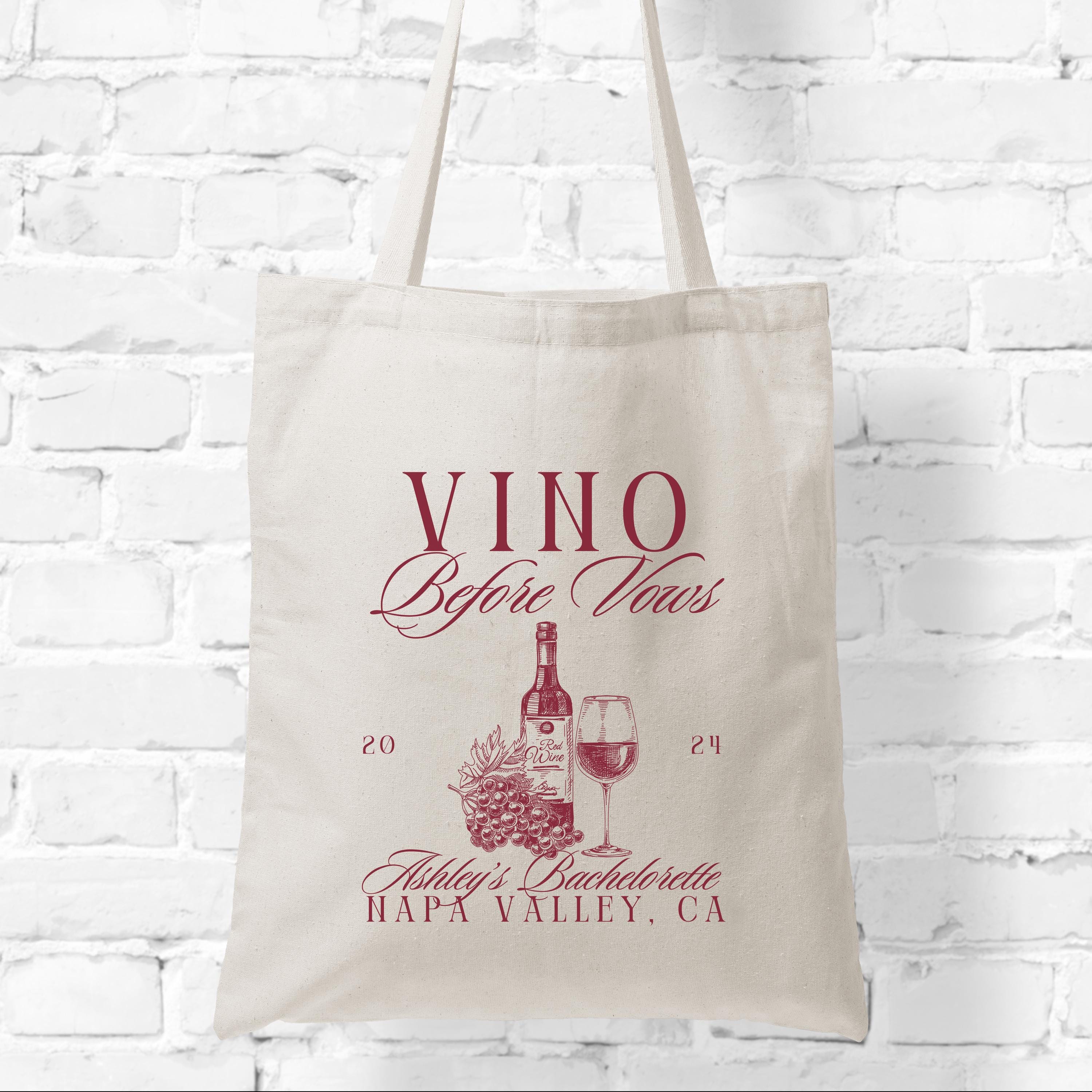Custom Bachelorette Totes, Vino Before the Vows Bachelorette Tote Bag ...