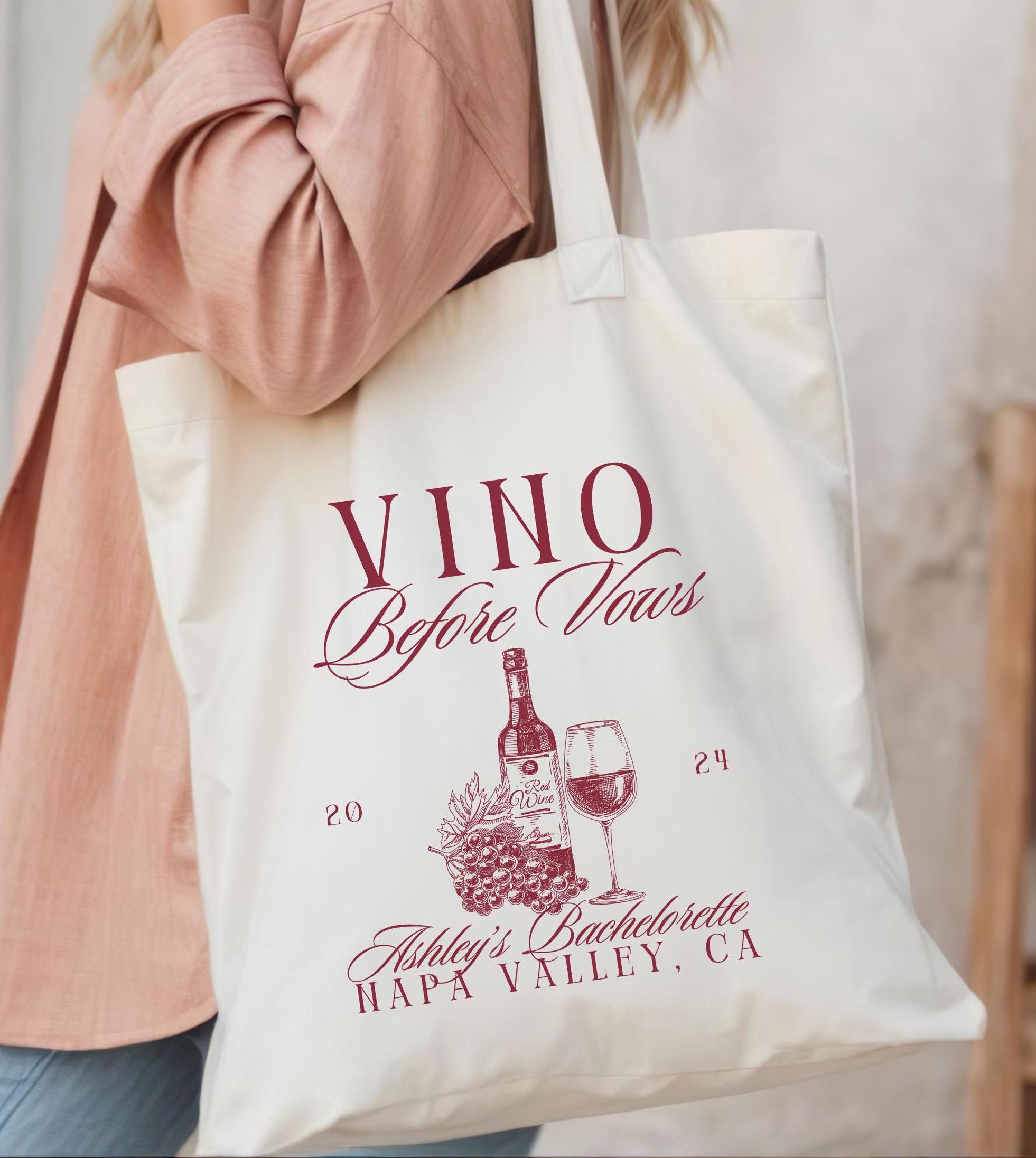 Custom Bachelorette Totes, Vino Before the Vows Bachelorette Tote Bag ...