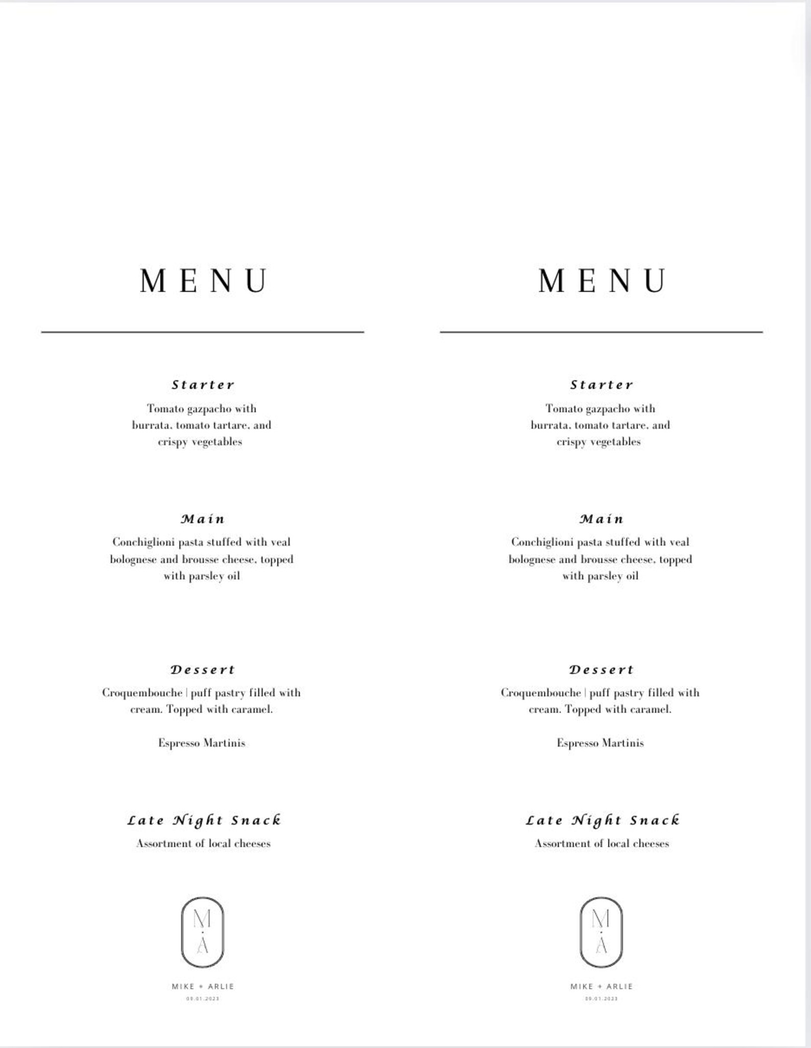 Wedding Menu & Monogram Template - Etsy