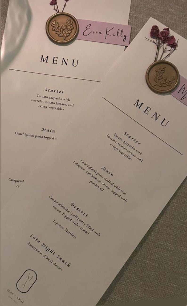 Wedding Menu & Monogram Template - Etsy