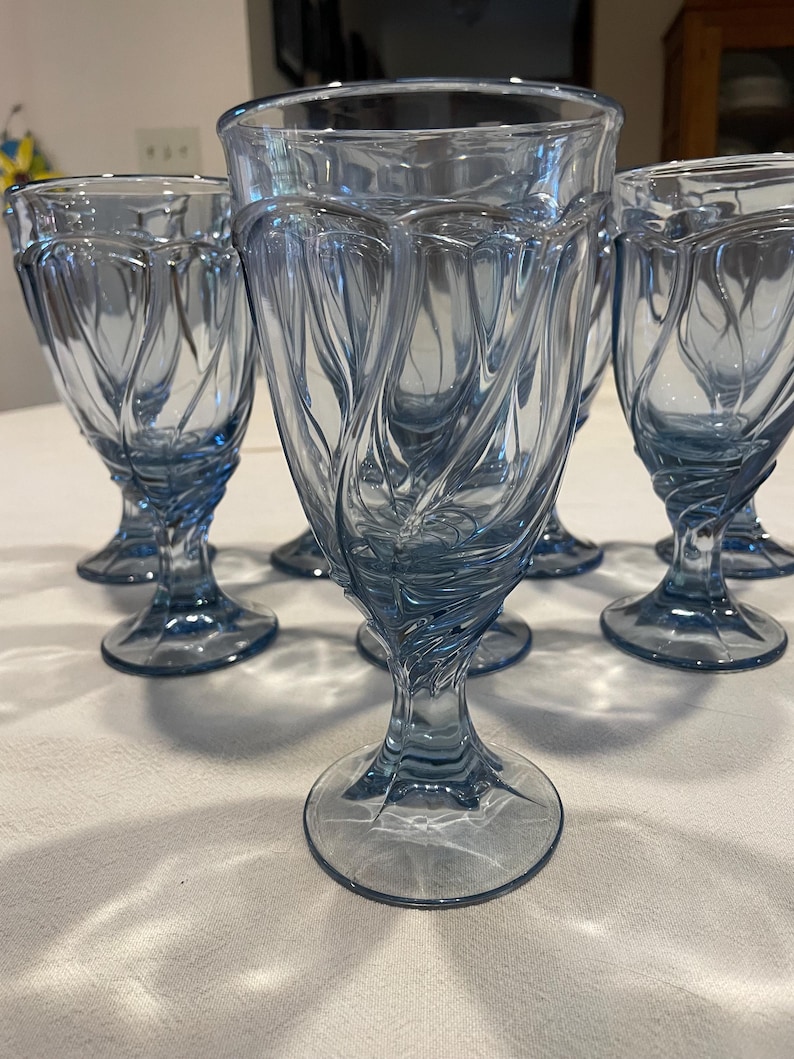 Noritake Sweet Swirl Light Blue Water Goblets Set of 8 - Etsy