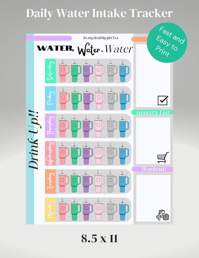Water Tracker Printable Water Tracker Yearly Tracker Health Log Health ...