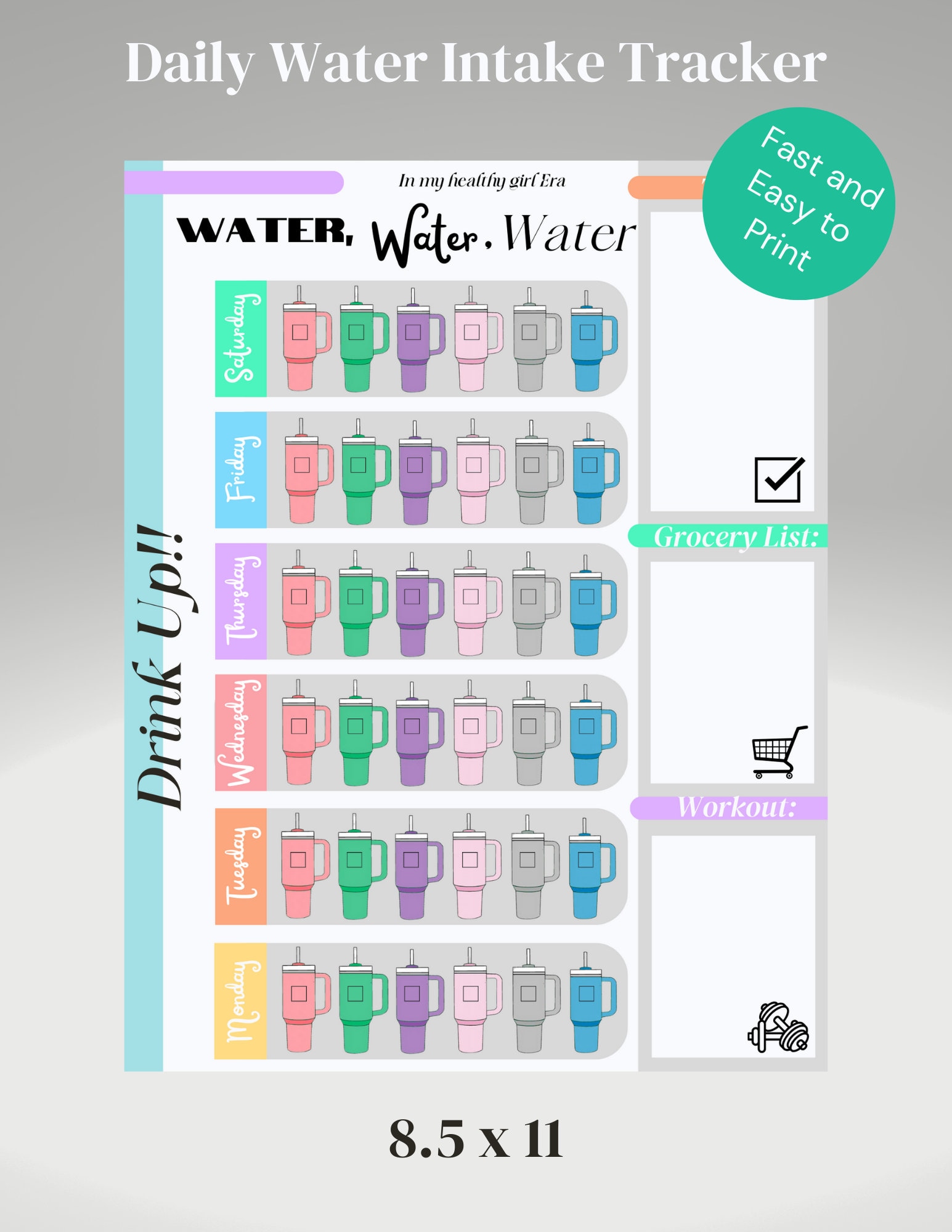 Water Tracker Printable Water Tracker Yearly Tracker Health Log Health ...