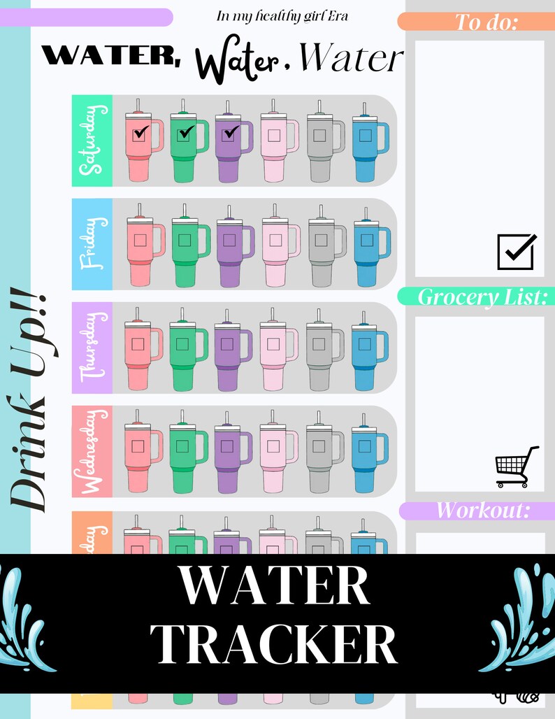Water Tracker Printable Water Tracker Yearly Tracker Health Log Health ...
