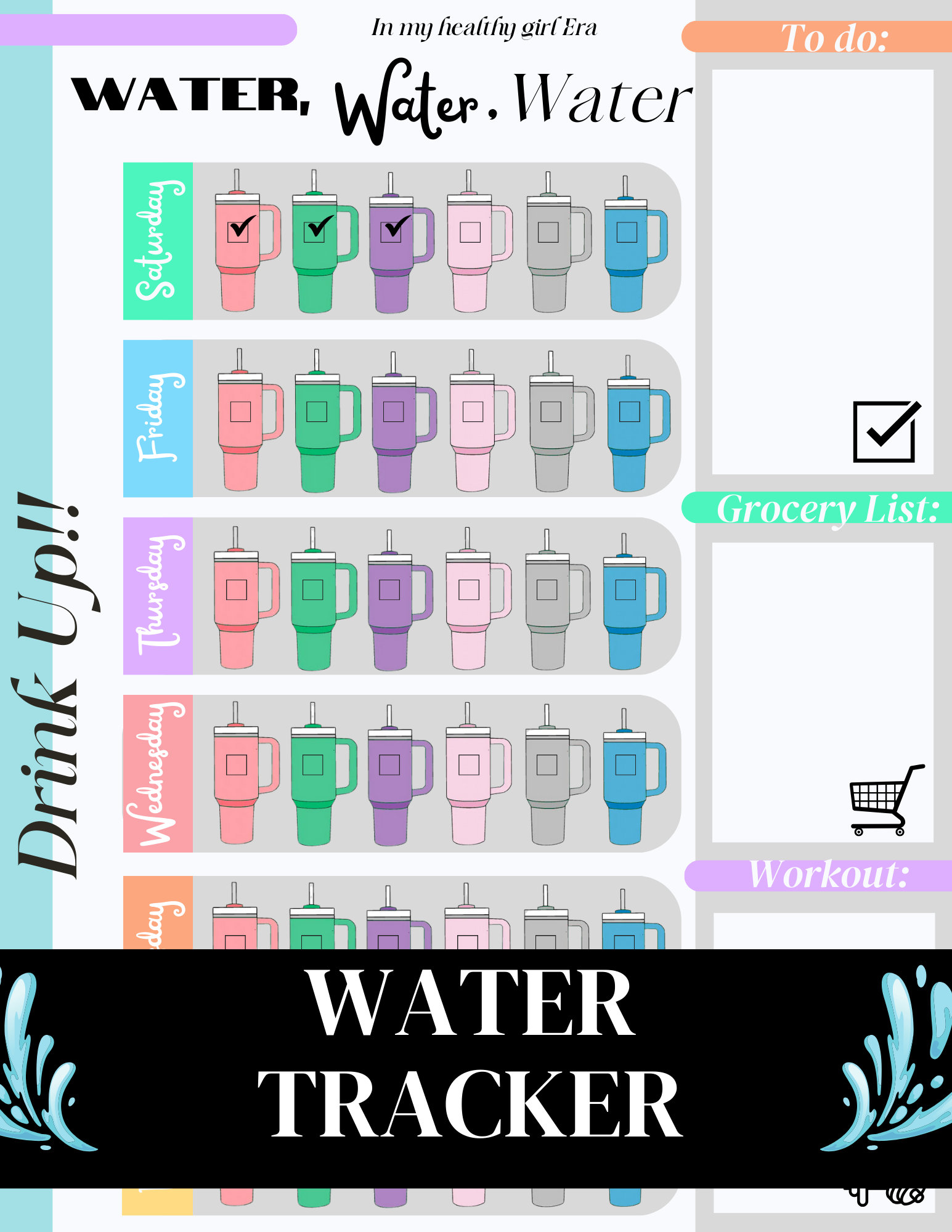 Water Tracker Printable Water Tracker Yearly Tracker Health Log Health ...