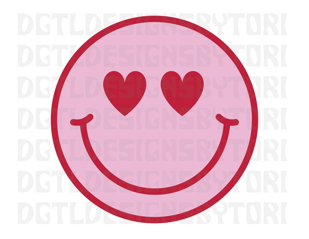 Smiley Face With Heart Eyes | Instant Download | PNG and SVG Files ...