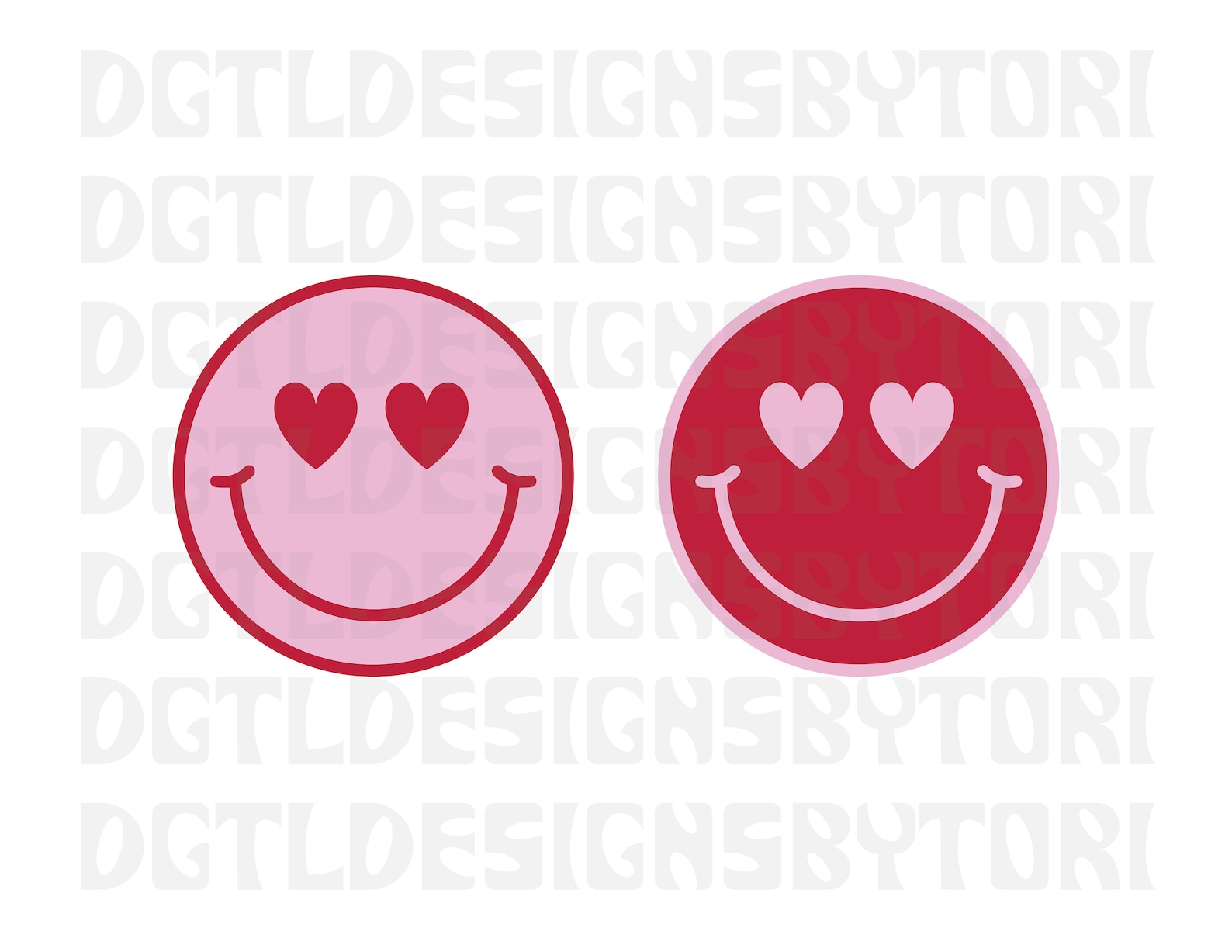 Smiley Face Heart Eyes Double | Instant Download | PNG and SVG Files ...