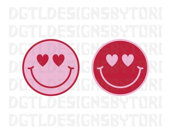 Smiley Face With Heart Eyes | Instant Download | PNG and SVG Files ...