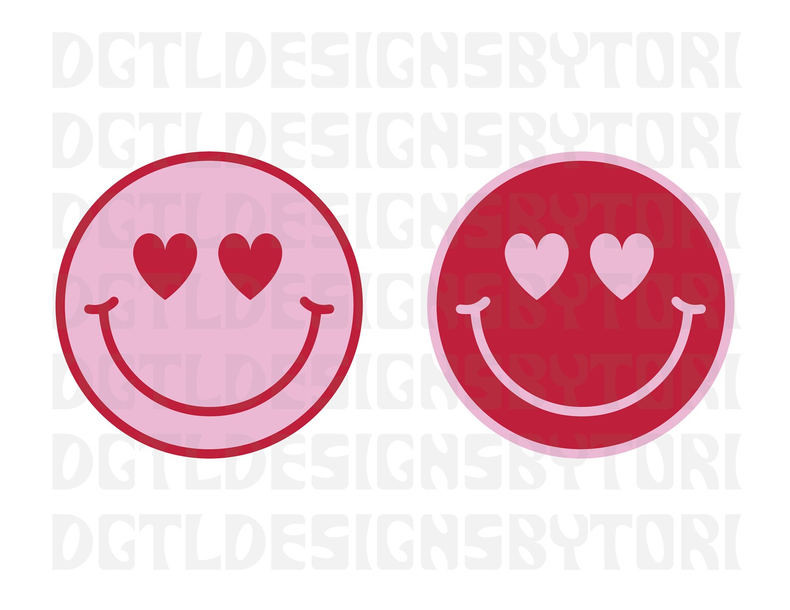 Smiley Face Heart Eyes Double | Instant Download | PNG and SVG Files ...
