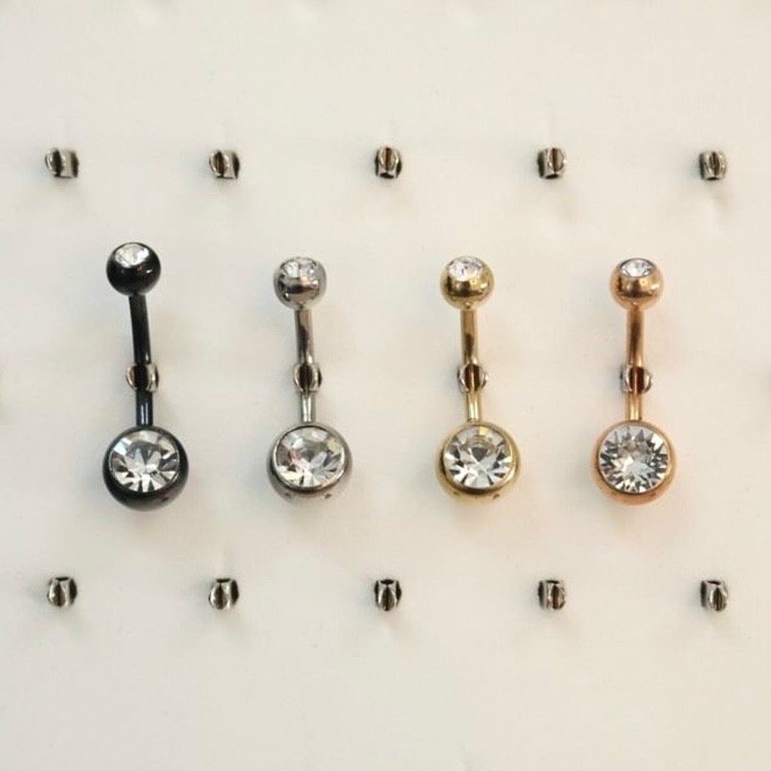 Sterilised Titanium Navel/belly Bar With Crystal Gem Ball Attachment - Etsy