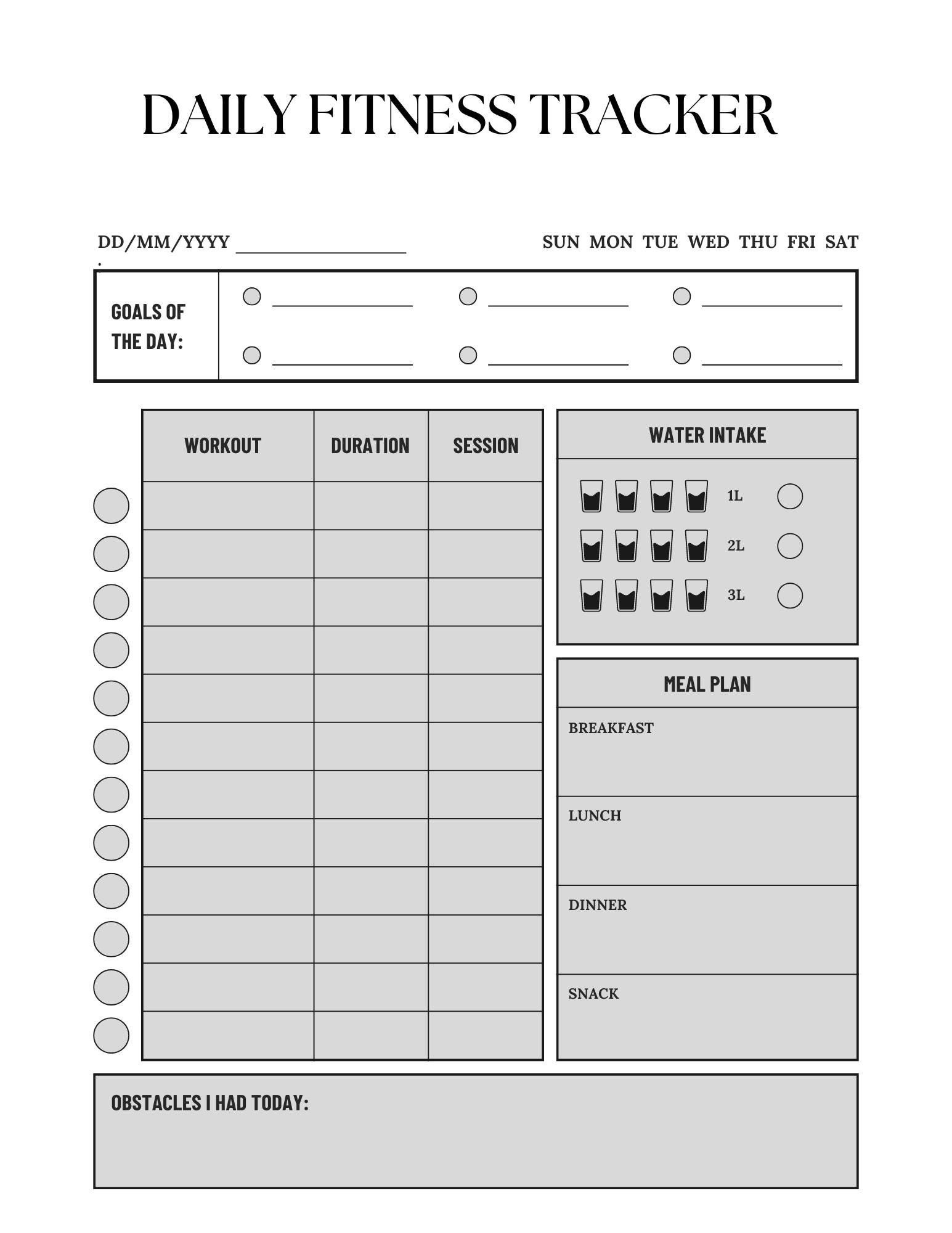 Printable Daily Fitness Tracker, Customizable Workout Planner, Achieve ...