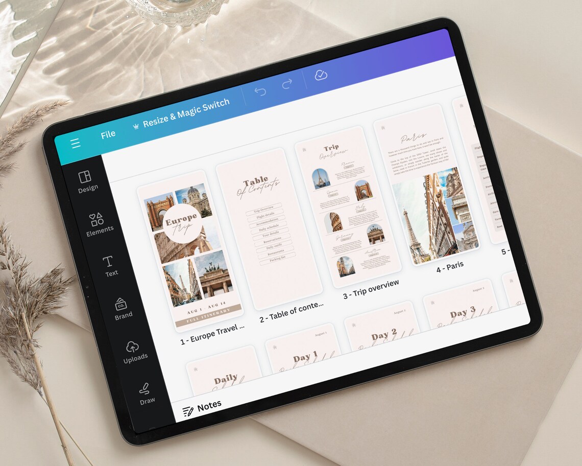 Europe Travel Itinerary Template: Editable Canva Planner (digital ...