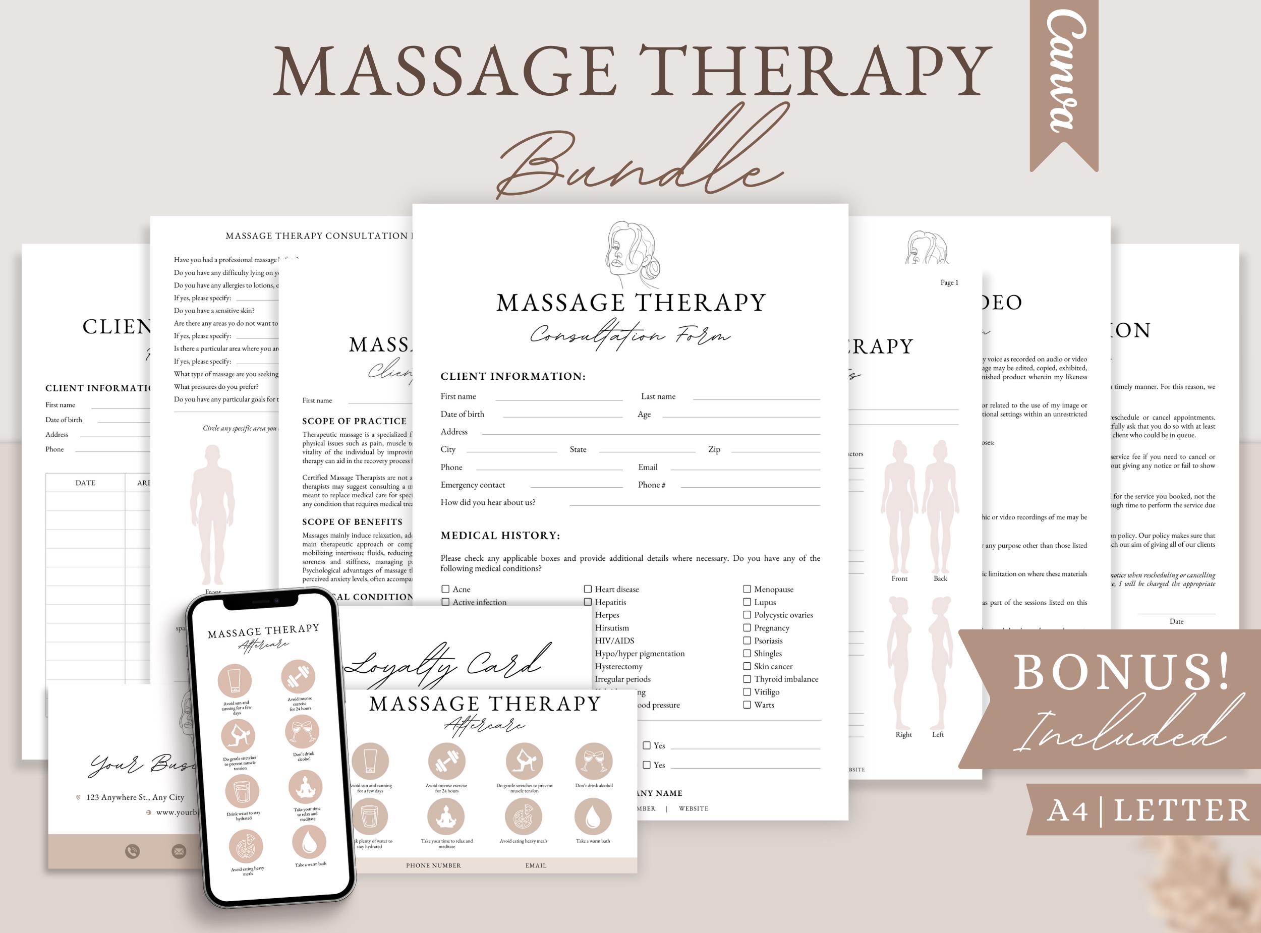 Editable Massage Therapy Forms: Client Consultation, Consent (digital ...