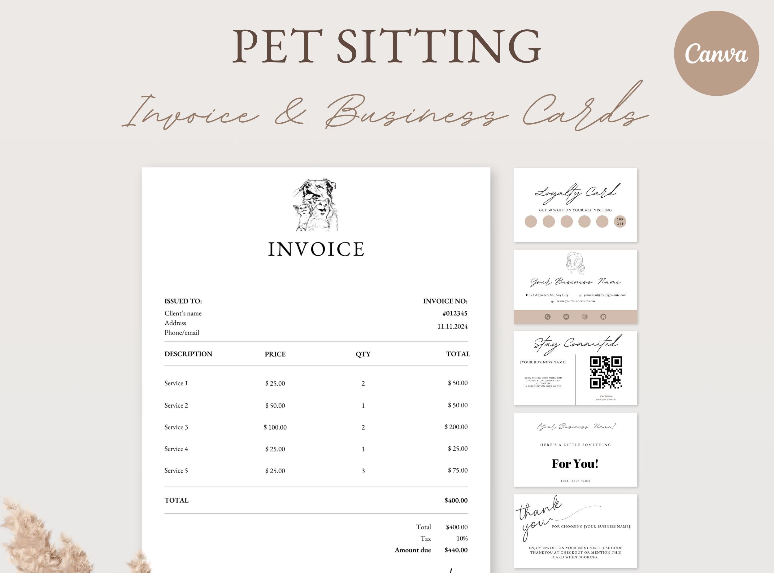 Pet Sitting Forms Bundle: Client Agreement, Invoice, Feedback (canva ...