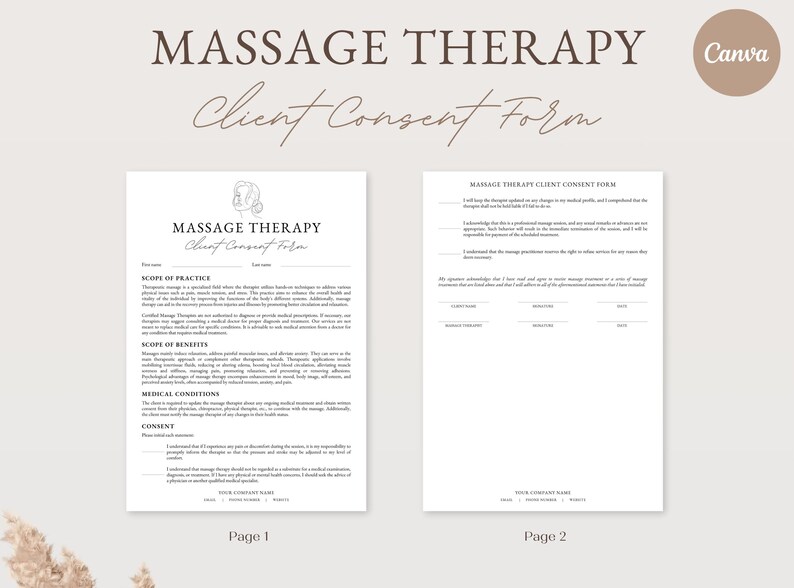 Editable Massage Therapy Forms: Client Consultation, Consent (digital ...