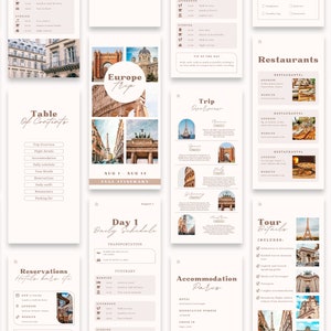 Europe Travel Itinerary Template: Editable Canva Planner (digital ...