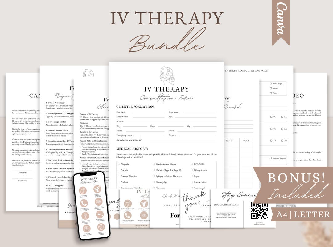 IV Therapy Template, Elective IV Infusion Consent Form, Spa Forms, IV ...