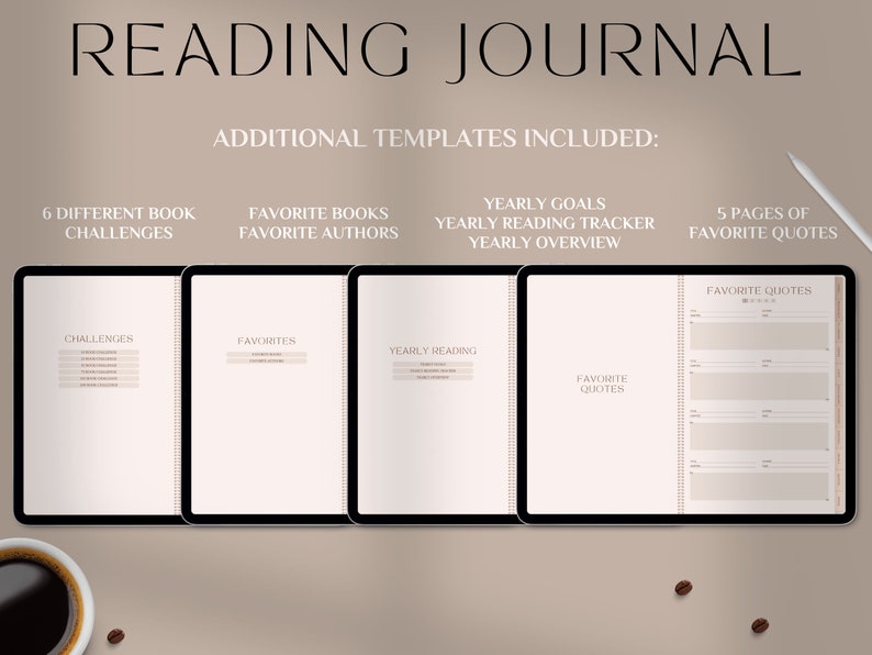 Digital Reading Journal, Digital Reading Planner, Reading Tracker, Book ...