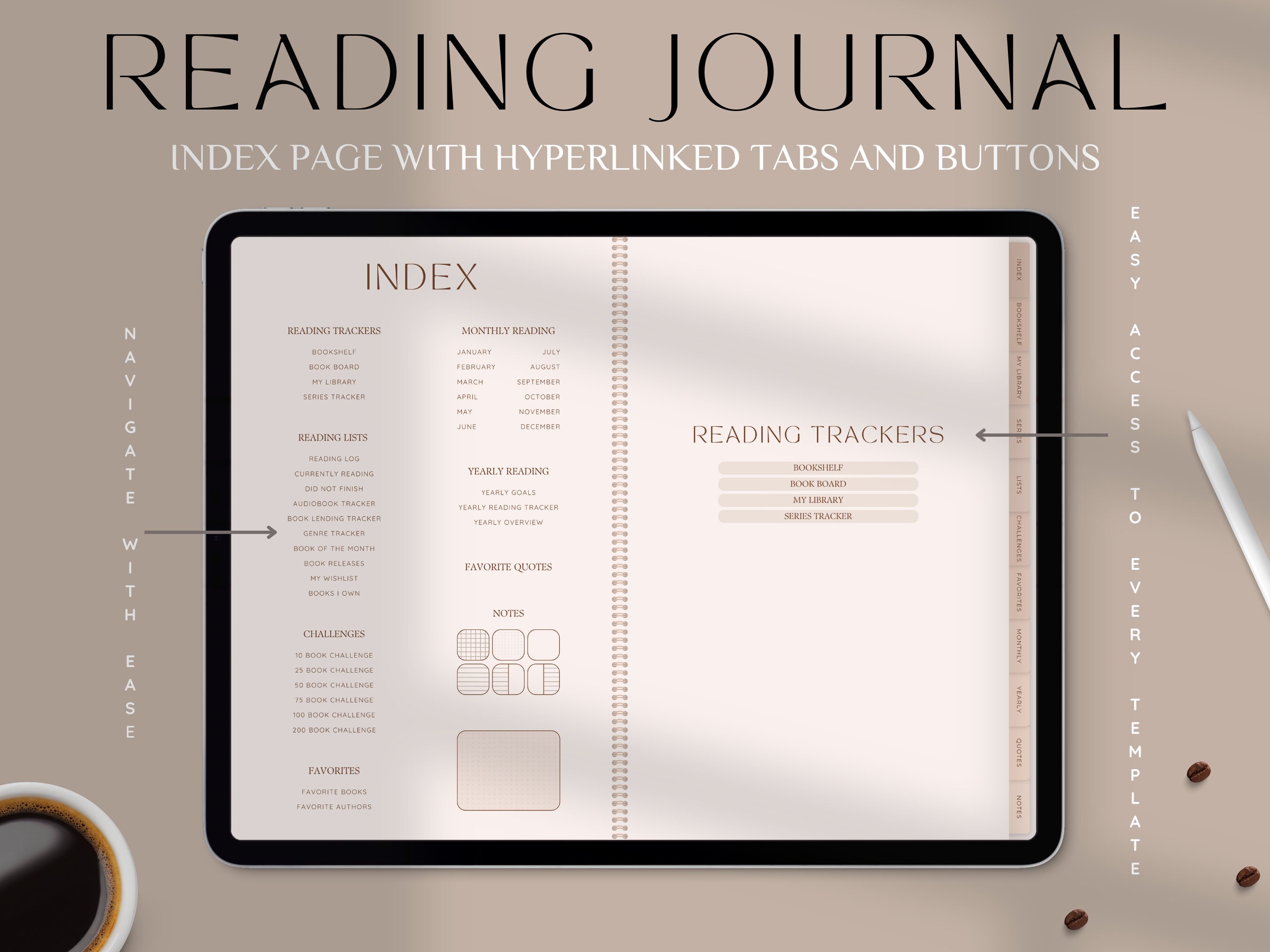 Digital Reading Journal, Digital Reading Planner, Reading Tracker, Book ...