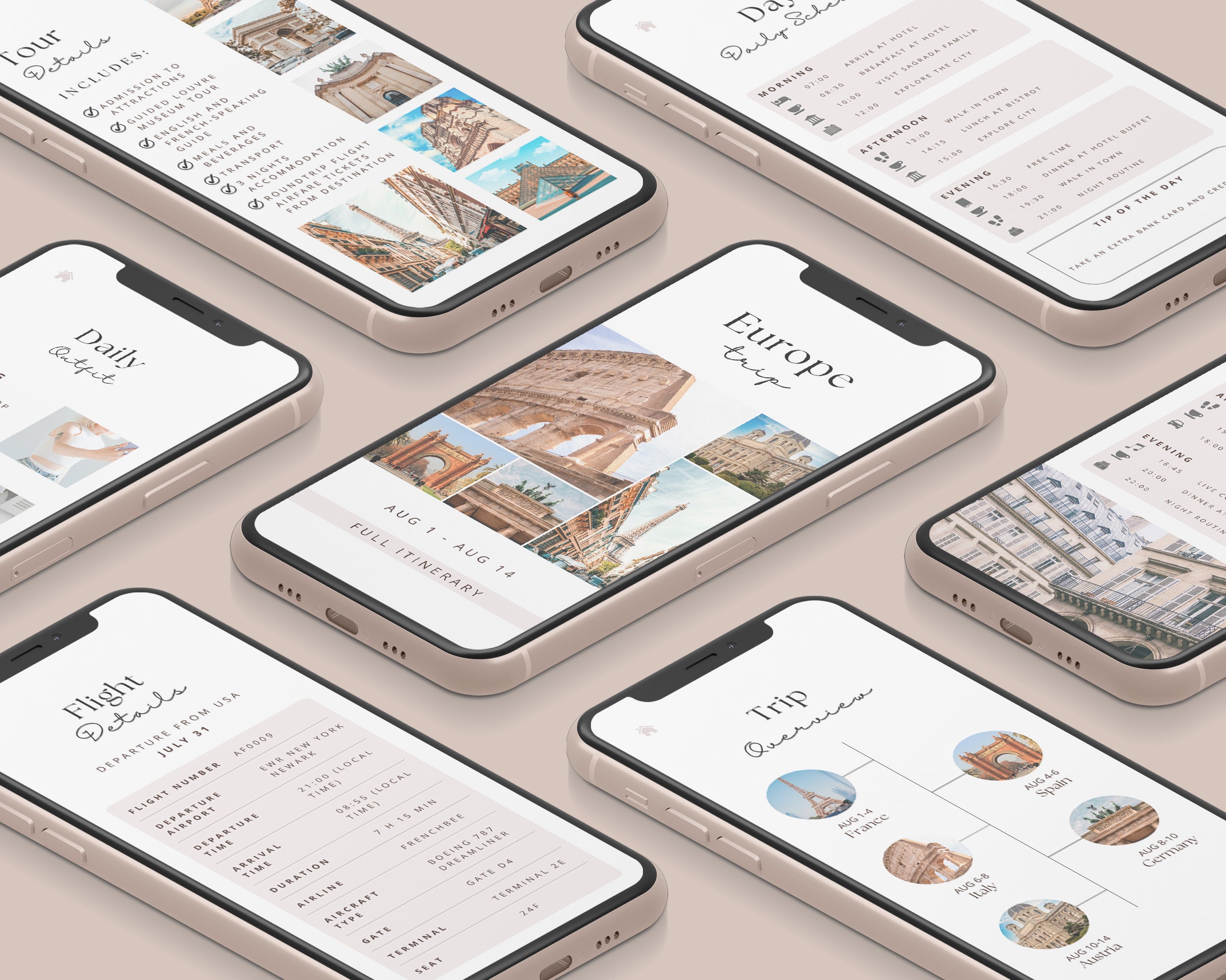 Europe Travel Itinerary Template: Editable Travel Planner (digital ...